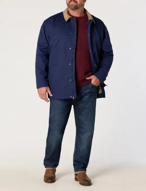 OAK HILL BY DXL Big & Tall Corduroy Collar Barn Coat