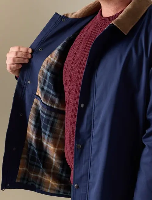 OAK HILL BY DXL Big & Tall Corduroy Collar Barn Coat