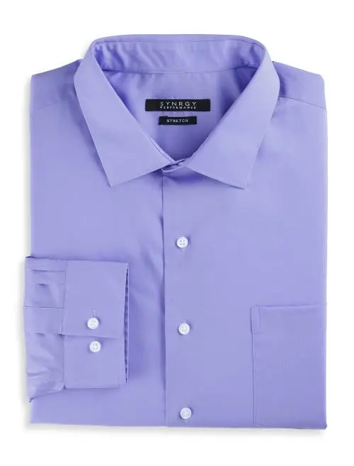 SYNRGY BY DXL Big & Tall Performance Solid Dress Shirt V2 - Purple