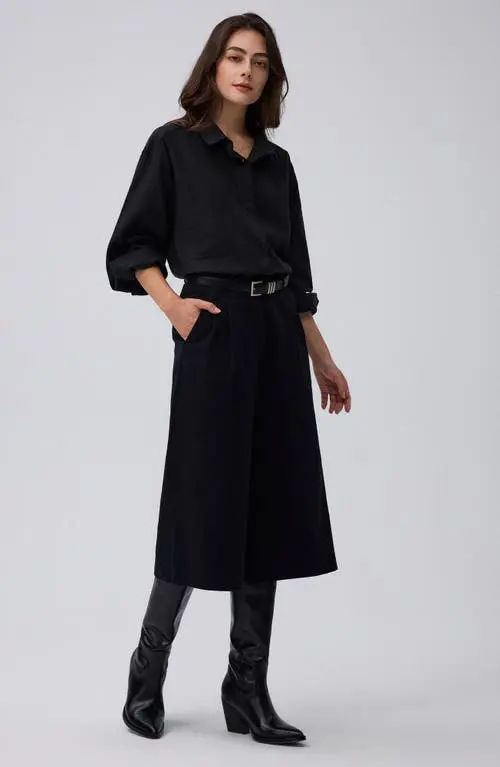 JUANA Wide Leg Culotte Shorts - Black