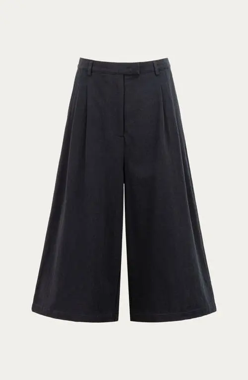 JUANA Wide Leg Culotte Shorts - Black