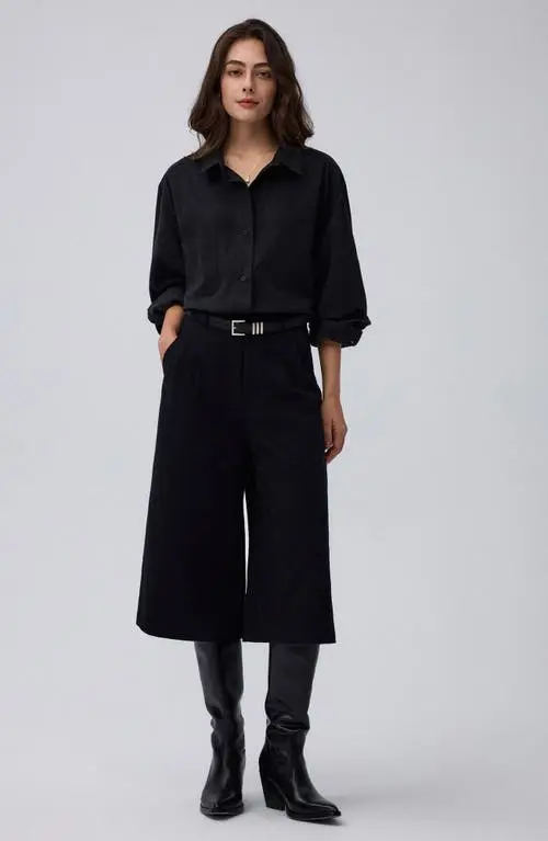 JUANA Wide Leg Culotte Shorts - Black