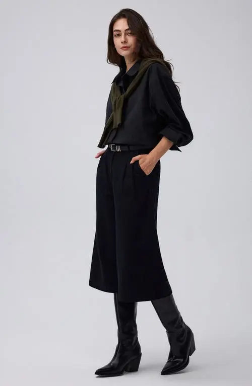 JUANA Wide Leg Culotte Shorts - Black