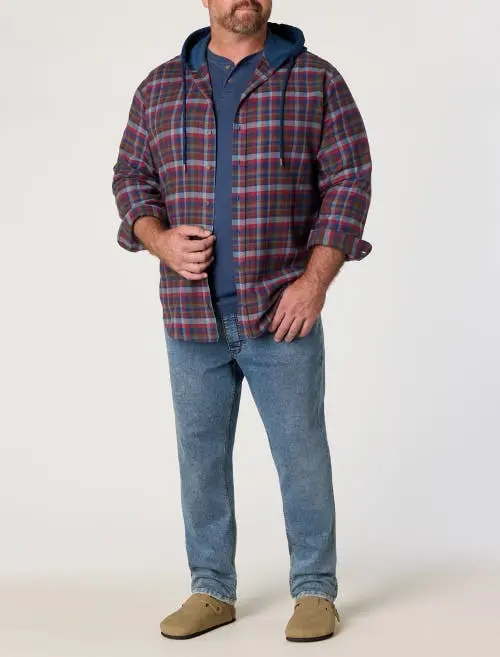 TRUE NATION BY DXL Big & Tall Hooded Flannel Shirt Jacket V2
