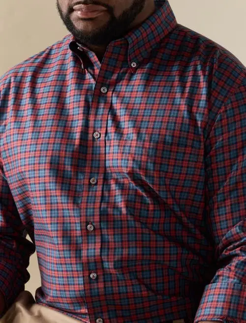 Brooks Brothers Big & Tall Non-iron Fall Patterned Sport Shirt - Brandy Check