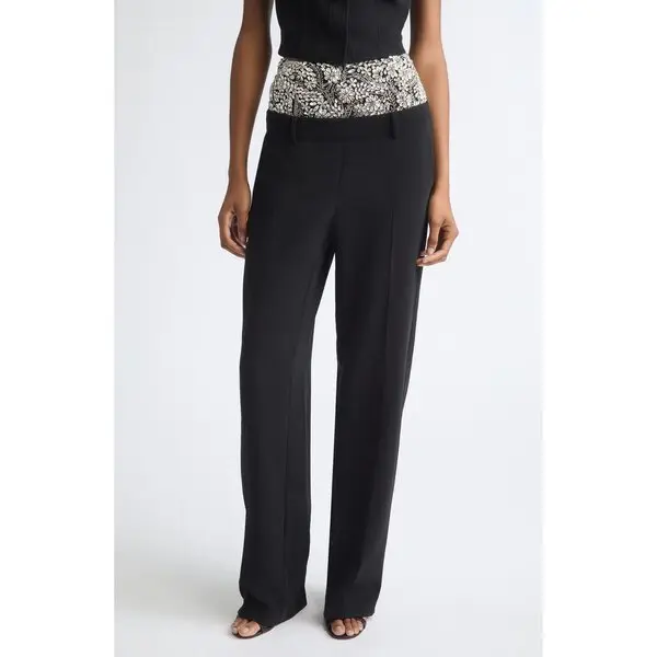 Cinq À Sept Crystal Ivy Dionne Wide Leg Pants - Black/clear