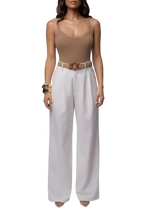 JLUXLABEL Akito Ribbed Bodysuit - Camel