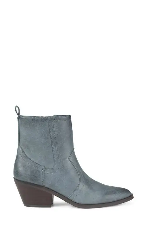 BARETRAPS Dainah Croc Embossed Faux Leather Western Bootie - Navy