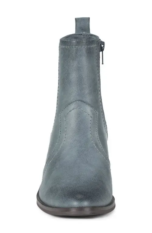BARETRAPS Dainah Croc Embossed Faux Leather Western Bootie - Navy
