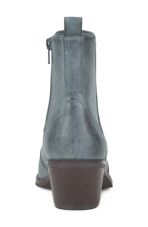 BARETRAPS Dainah Croc Embossed Faux Leather Western Bootie - Navy
