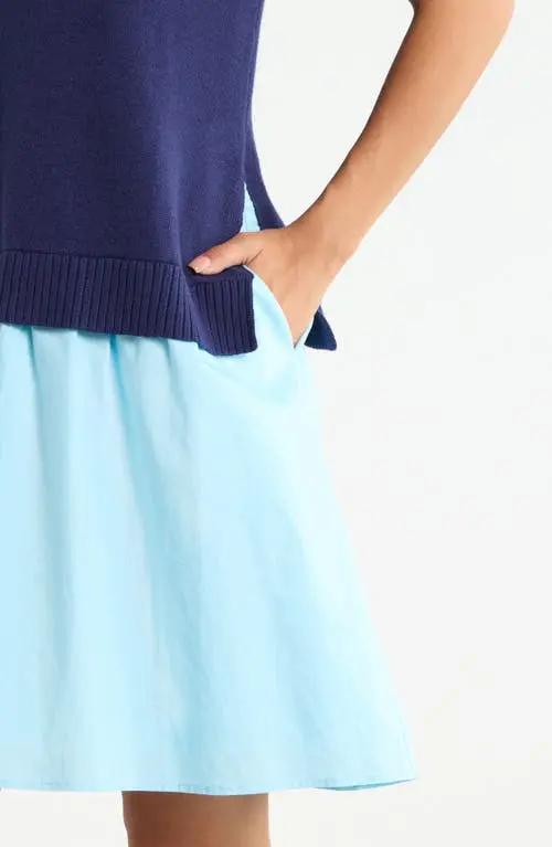 SUGARLIPS Karola Mixed Media Minidress - Navy Blue