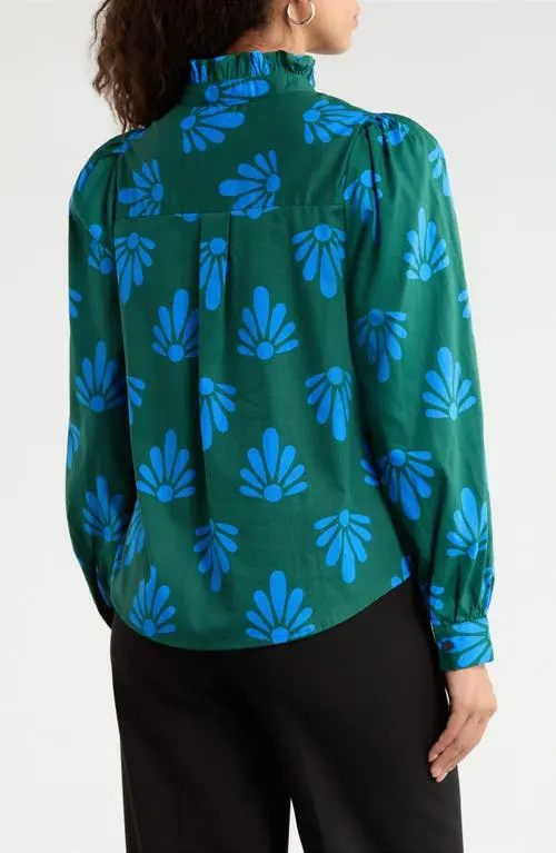 SUGARLIPS Adelia Geo Floral Split Neck Top
