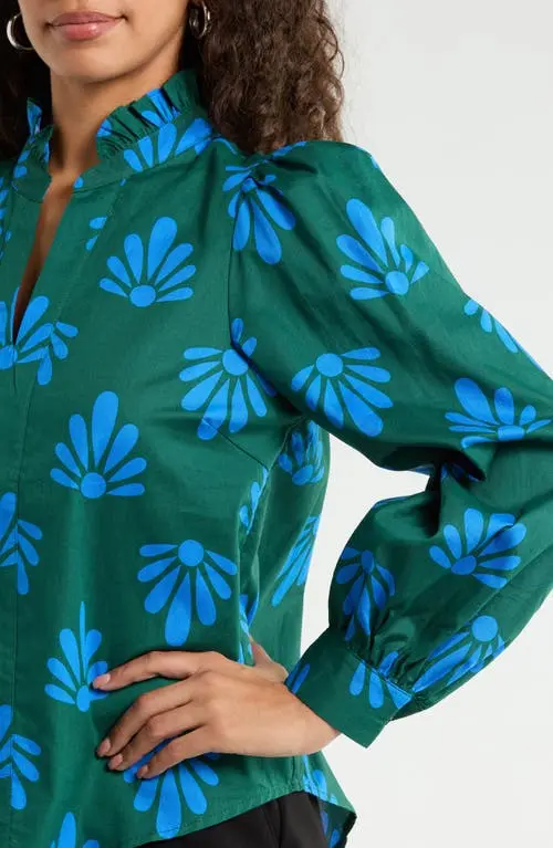 SUGARLIPS Adelia Geo Floral Split Neck Top