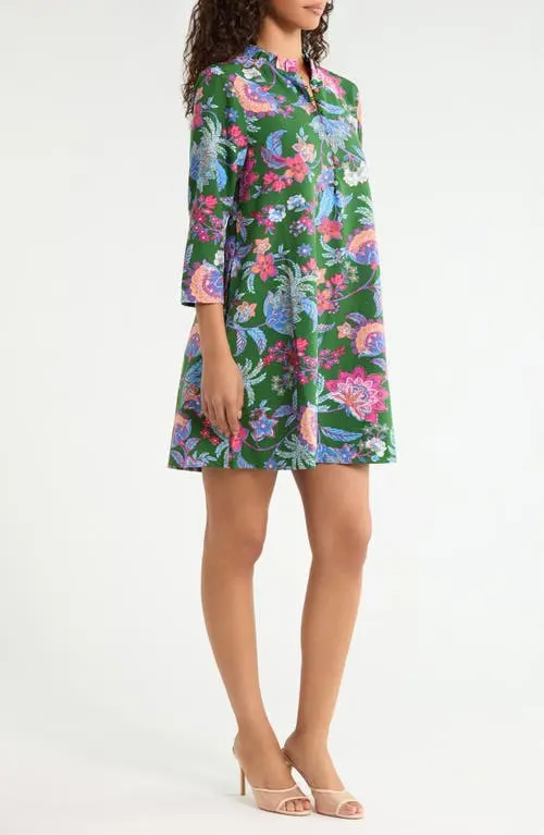 SUGARLIPS Elara Floral Ruelle Ruffle Neck Minidress