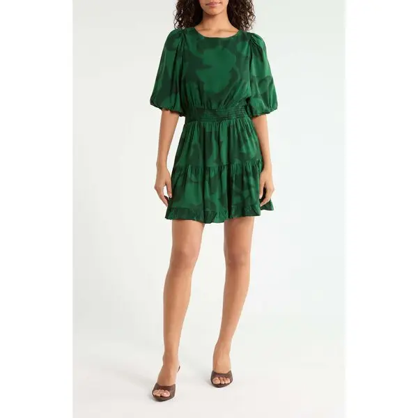 SUGARLIPS Benti Floral Print Smocked Waist Dress