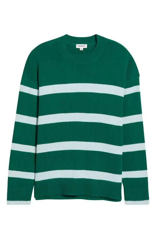 SUGARLIPS Saphy Stripe Sweater - Emerald-multi