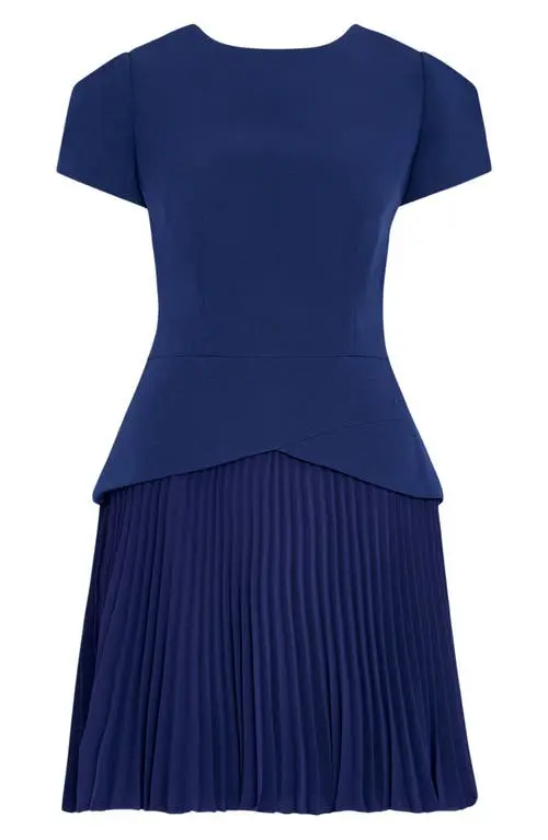 MILLY Haddy Pleated Minidress - Navy