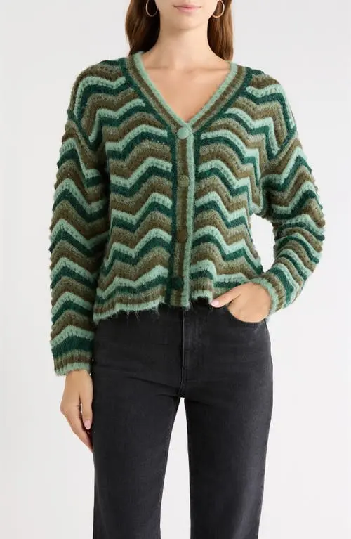 SUGARLIPS Harp Zig Zag Cardigan - Emerald
