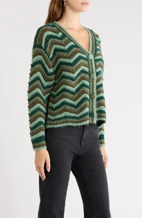SUGARLIPS Harp Zig Zag Cardigan - Emerald