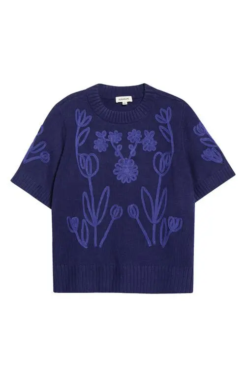 SUGARLIPS Winsley Floral Embroidered Sweater - Navy