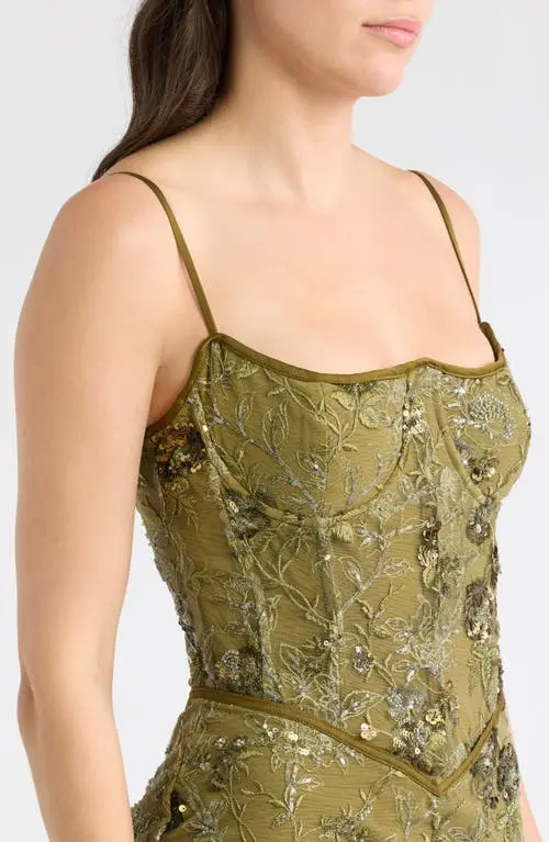 House Of Cb Naima Beaded Minidress - Olive