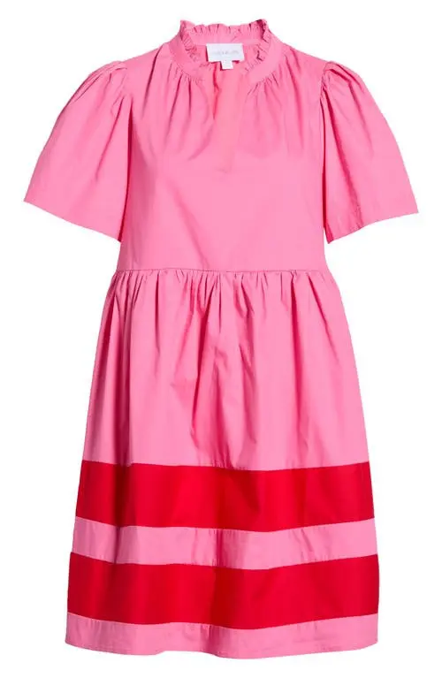 SUGARLIPS Lidia Colorblock Cotton Minidress - Pink-red