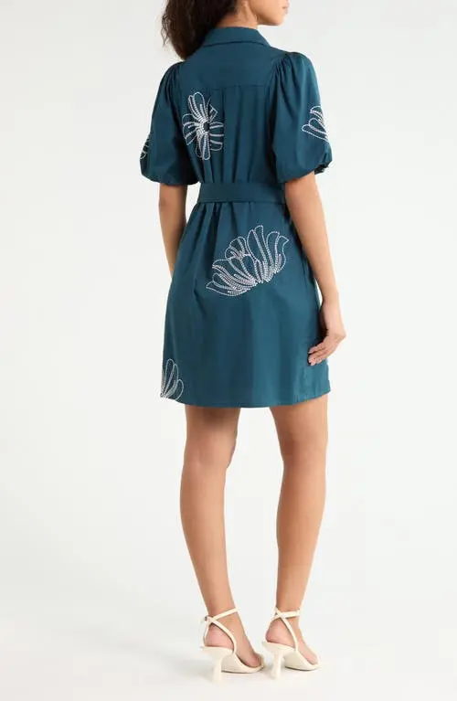 SUGARLIPS Aurely Embroidered Cotton Minidress - Navy