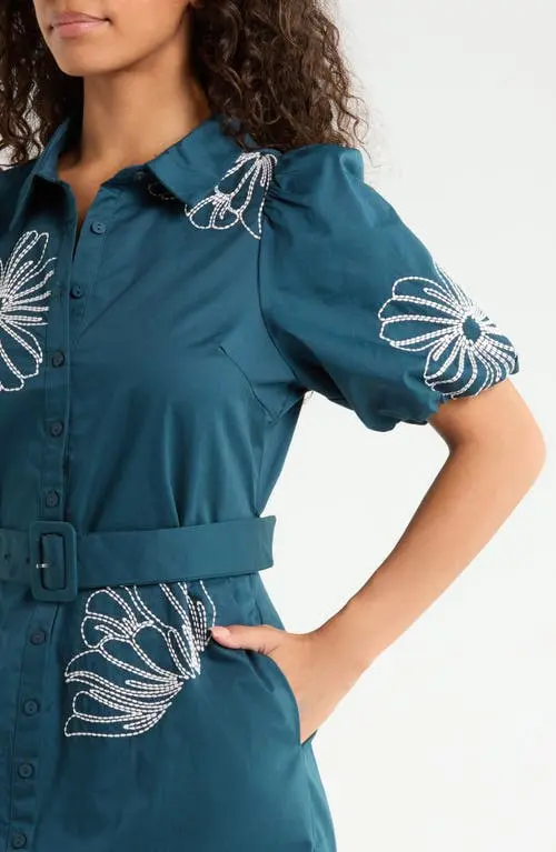 SUGARLIPS Aurely Embroidered Cotton Minidress - Navy