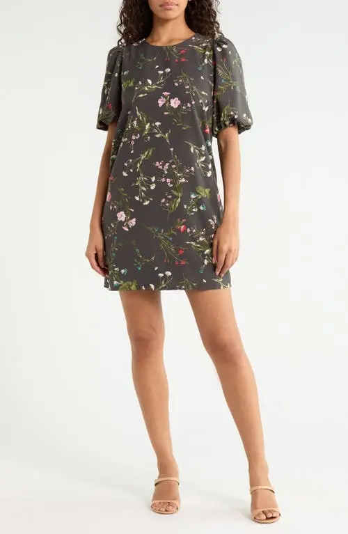 SUGARLIPS Jilly Floral Print Puff Sleeve Shift Dress