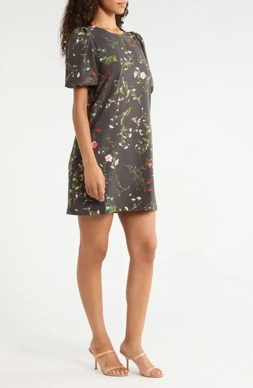 SUGARLIPS Jilly Floral Print Puff Sleeve Shift Dress