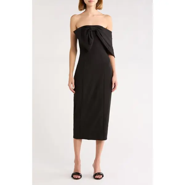 SUGARLIPS Vibiana Bow One-shoulder Midi Dress