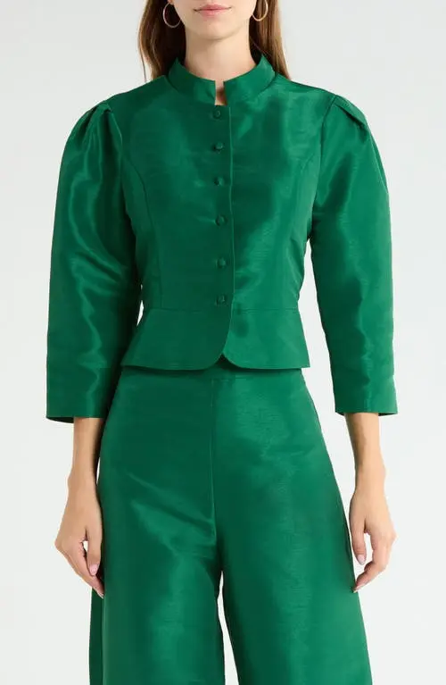 SUGARLIPS Hestia Puff Sleeve Jacket - Emerald