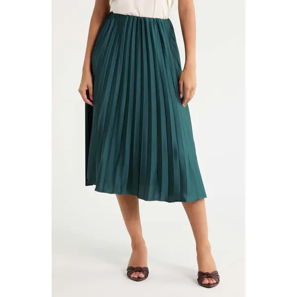 SUGARLIPS Sidney Pleated Maxi Skirt - Emerald
