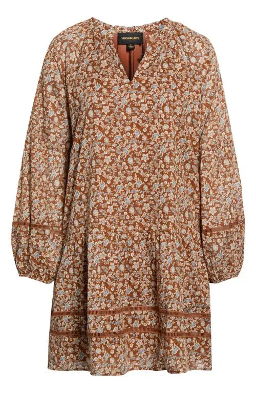 SUGARLIPS Ramsey Ditsy Floral Print Long Sleeve Minidress