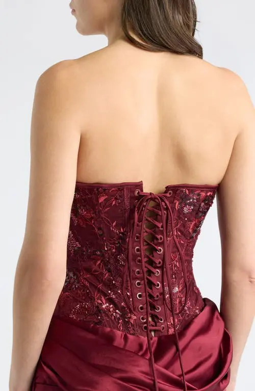 House Of Cb Samina Embellished Satin Strapless Maxi Dress