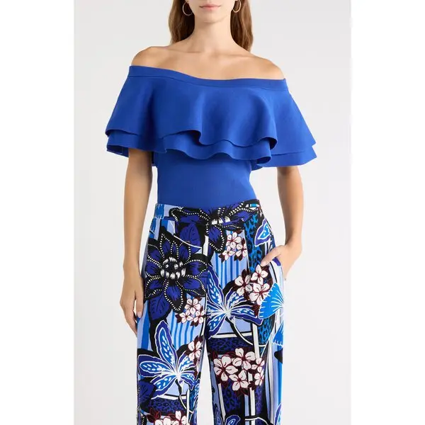 SUGARLIPS Genoa Kaila Off The Shoulder Top - Cobalt