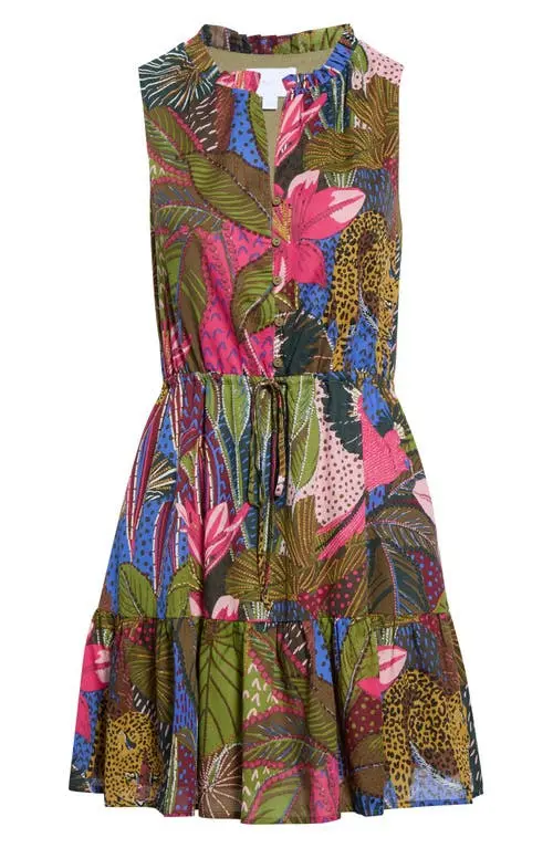 SUGARLIPS Jenla Itzel Tropical Print Cotton Shift Dress