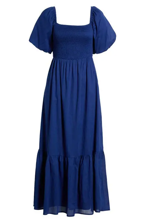 SUGARLIPS Bluebell Smocked Puff Sleeve Maxi Dress