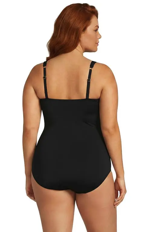 LANDS' END Long Torso New Slendersuit Grecian Adjustable Low Leg One Piece