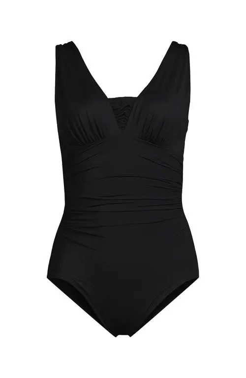 LANDS' END Long Torso New Slendersuit Grecian Adjustable Low Leg One Piece