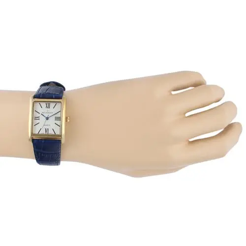 PEUGEOT Roma Tank Leather Strap Watch26x32mm - Blue