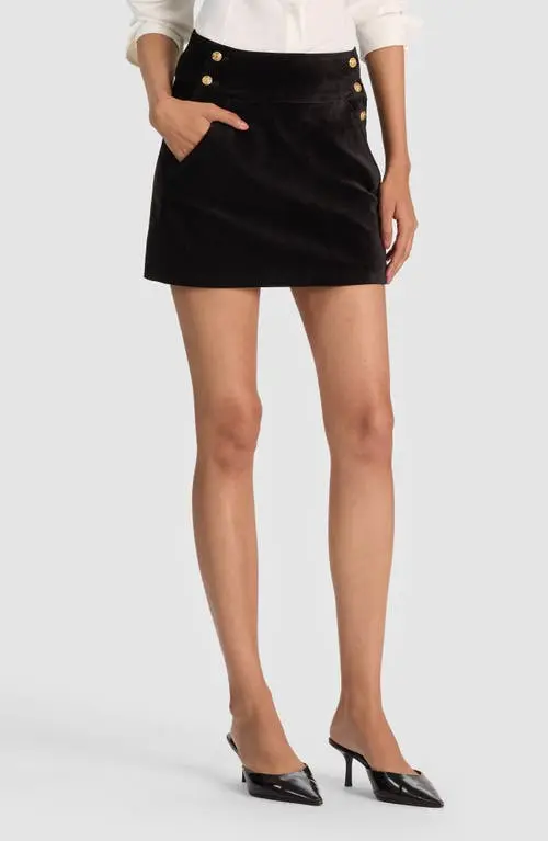 Alice + Olivia Donald High Waist Button Miniskirt - Black