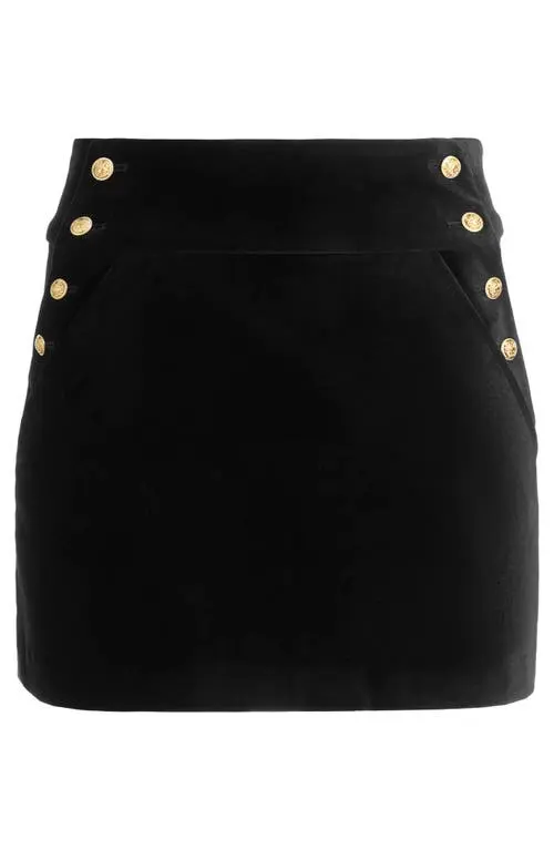 Alice + Olivia Donald High Waist Button Miniskirt - Black