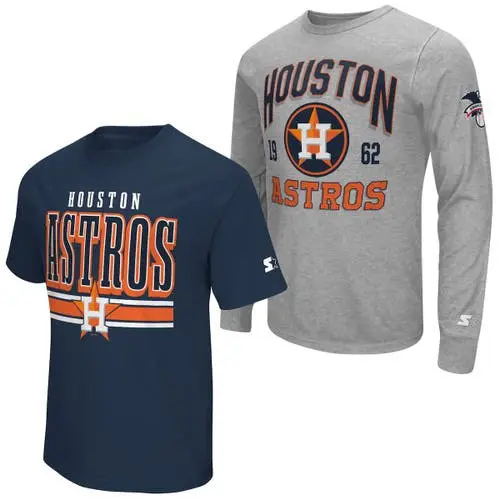 STARTER Heather Gray/ Houston Astros Two-pack Long Sleeve & Short Sleeve T-shirt Set