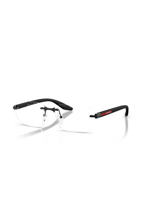 Prada 57mm Rectangle Optical Glasses - Black