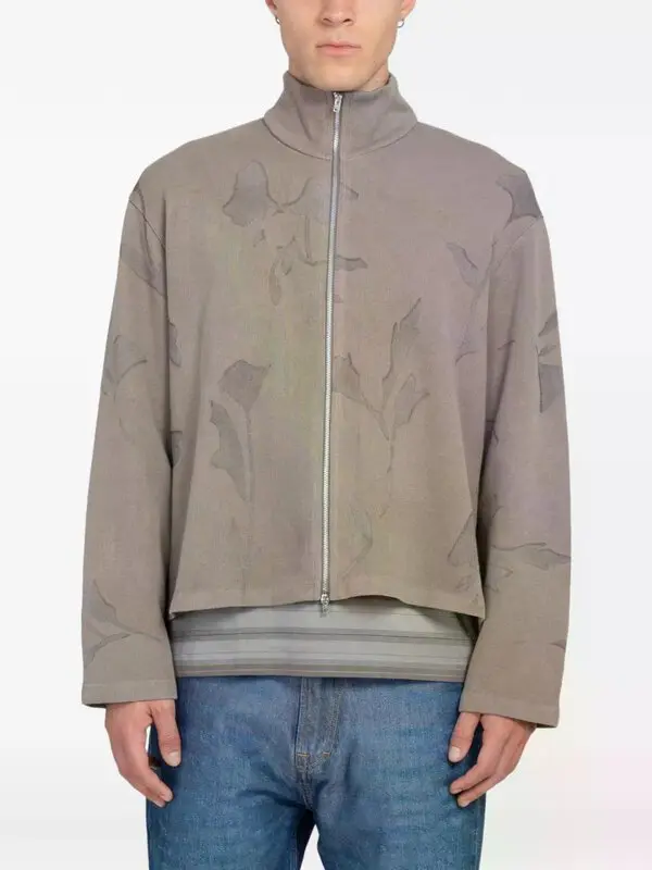 Our Legacy Shrunken Floral-print Zip Sweatshirt - Neutrals