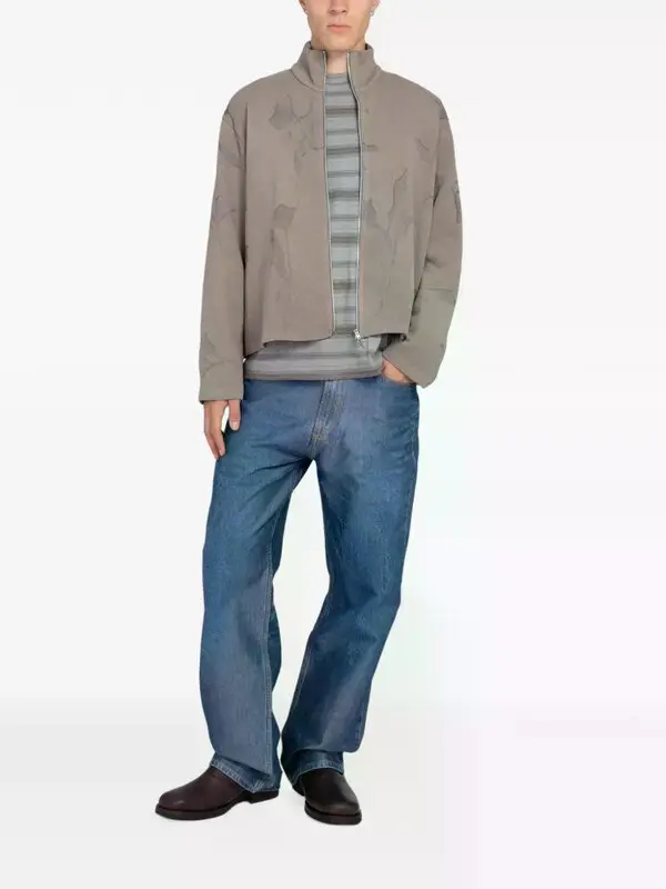 Our Legacy Shrunken Floral-print Zip Sweatshirt - Neutrals