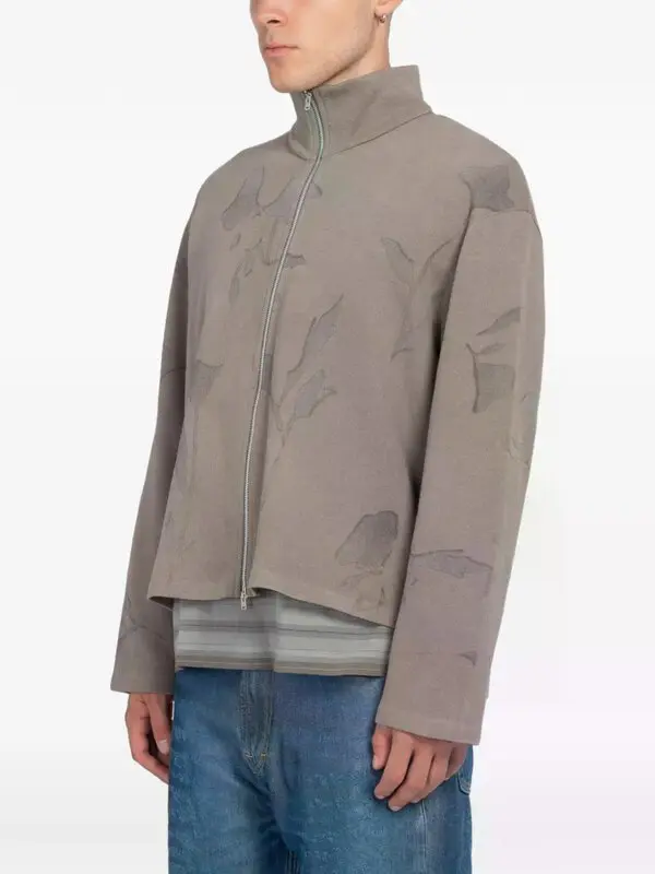 Our Legacy Shrunken Floral-print Zip Sweatshirt - Neutrals