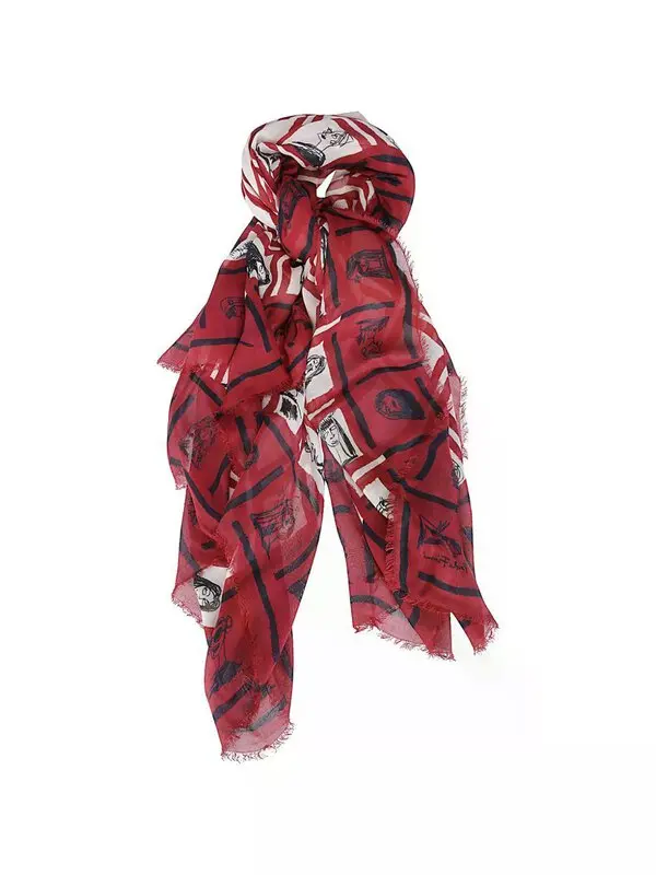 Faliero Sarti Graphic-print Frayed Scarf