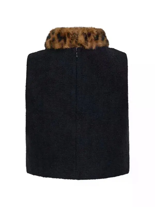Cara Cara Gina Faux-fur-collar Top - Black